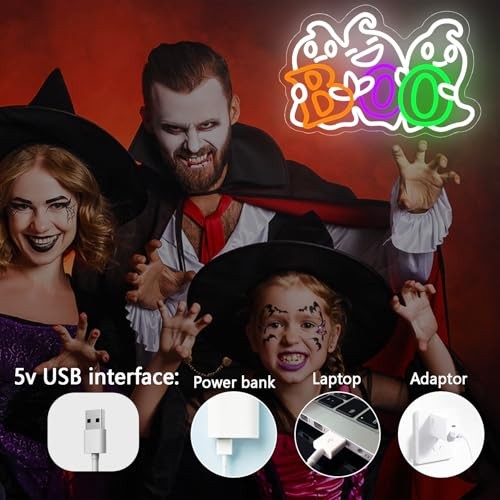 halloween neon sign ghost neon light dimmable BOO White Orange Purple ...