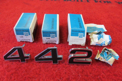 1968 Olds Cutlass 442 NOS GM Front Fender Emblem Set 230479 230480 | eBay