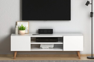 Small White TV Stand - Modern and Compact White TV stand, 47inch TV ...