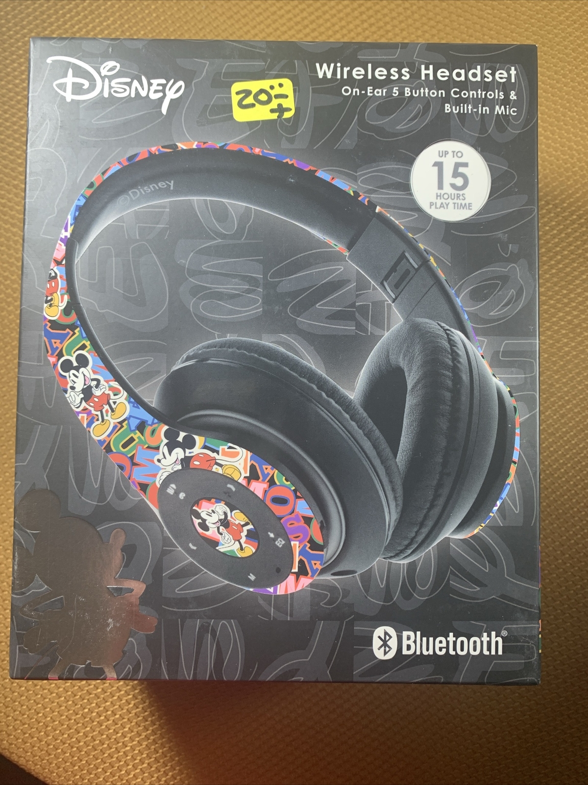 DISNEY Mickey Mouse Wireless Headset Head Phones Bluetooth New In Box ...