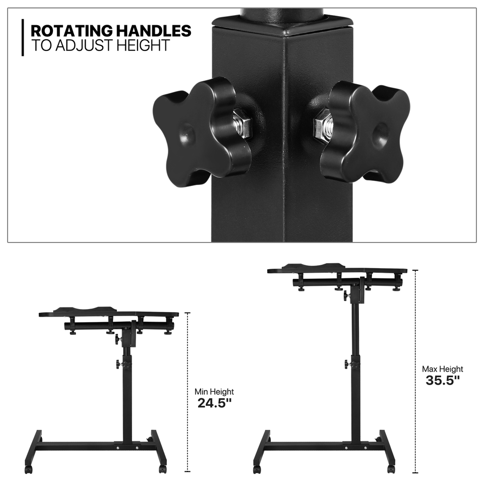 Rolling Swivel Laptop Desk [ADJUSTABLE HEIGHT & ANGLE] Table Portable ...