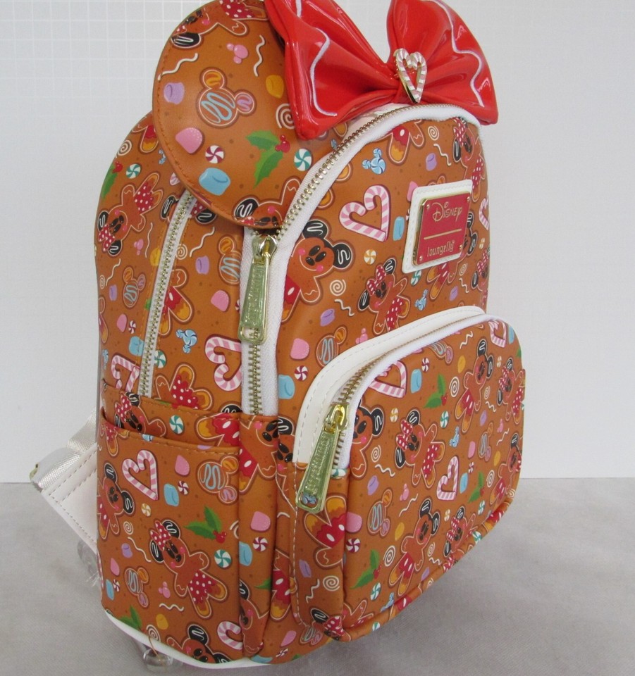 Disney Loungefly Gingerbread Mickey Minnie Mouse Mini Backpack & Ears ...