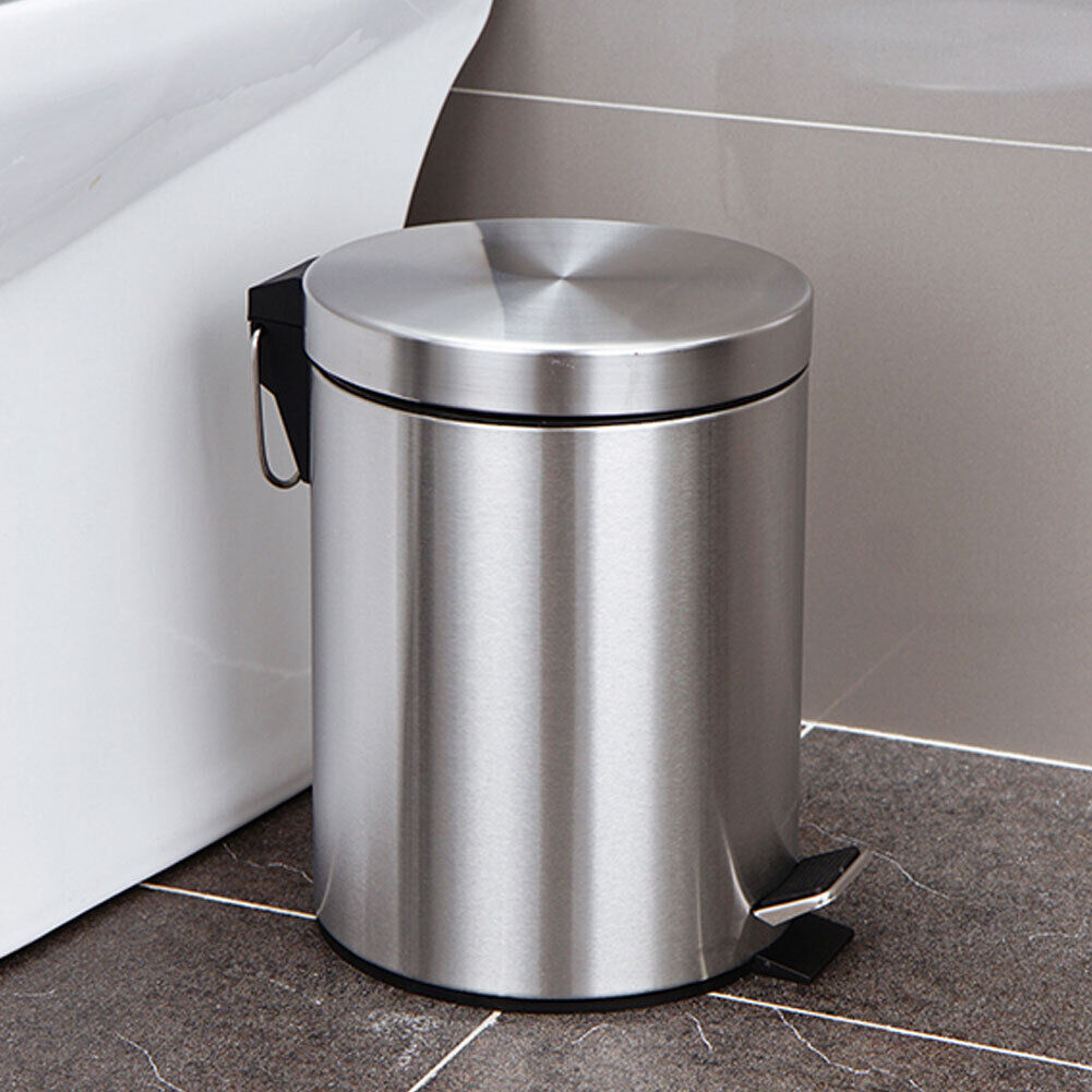 3L Household Stainless Steel Step Pedal Trash Can Dustbin Rubbish ...