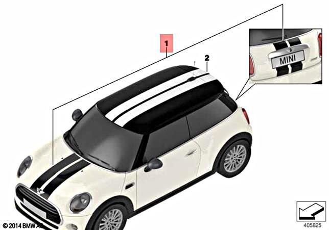 Genuine MINI Cooper One F55 D S SD Set sport stripes black BODYKIT ...