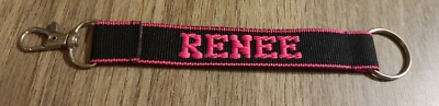 New Renee Personalized Keychain Black and Pink | eBay
