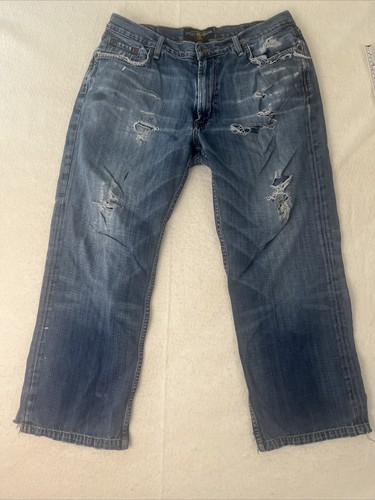 Destroyed Lucky Brand 181 Straight Relaxed Jeans Men's 34x27 Med Wash ...