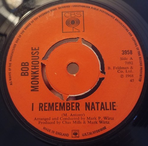 Bob Monkhouse - I Remember Natalie - Used Vinyl Record 7 - N12170z ...