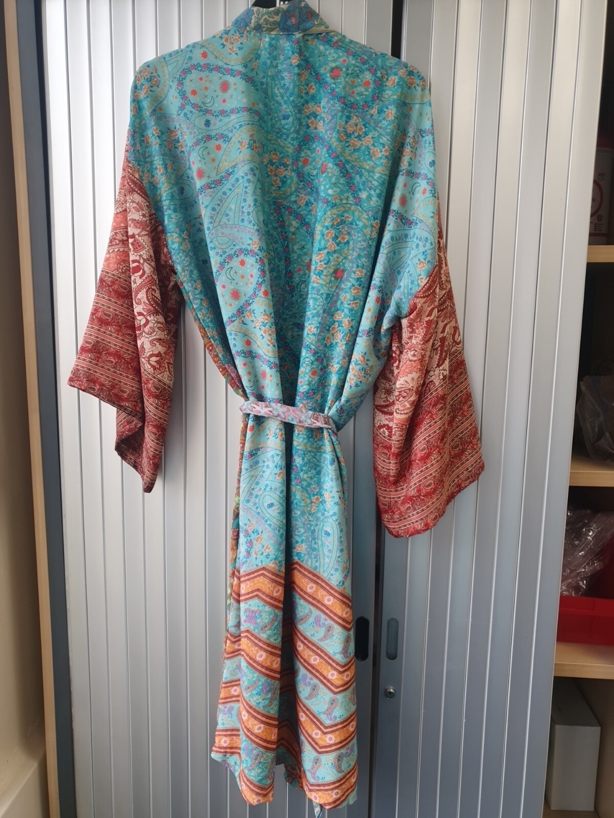 BIGG BULL unisex silk blend Indian Vintage robe Dressing Gown Hippy ...