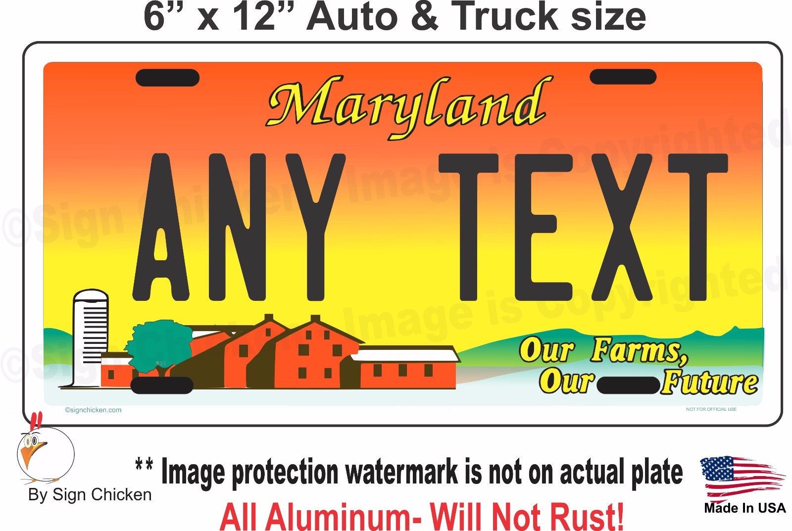Custom Personalized License Plate, MARYLAND, TAG Vanity ALUMINUM - AUTO ...
