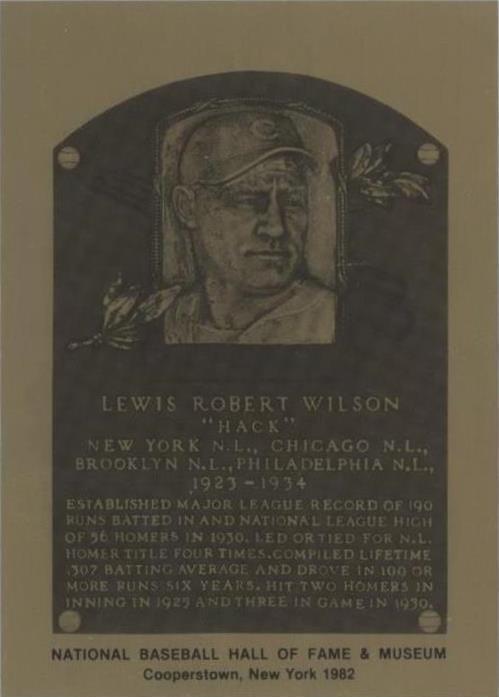 1981-89 Metallic Hall of Fame Plaques - 1982 Hack Wilson for sale ...
