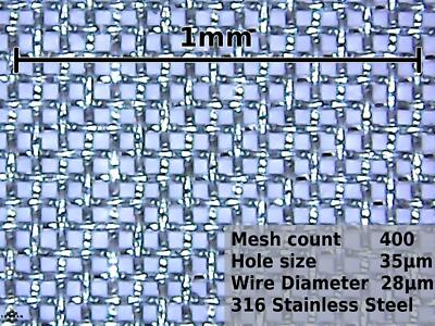 0.035mm hole (400 mesh) 316 Stainless Steel Wire Mesh, 35 micron Super ...