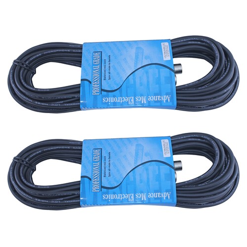 2 PRO AUDIO 100 ft foot feet 3pin XLR male to female microphone cables ...