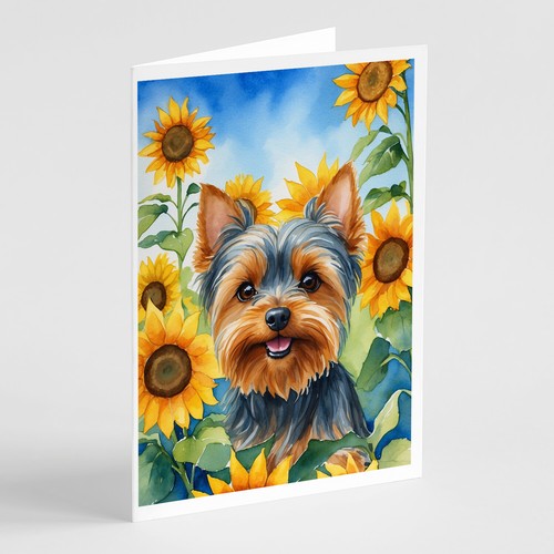 Yorkshire Terrier Yorkie Sunflowers Greeting Cards Envelopes Pk 8 ...