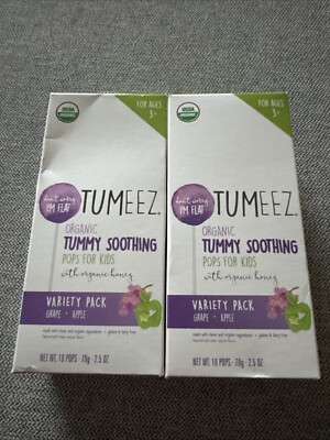 2x Tumeez Organic Tummy Soothing Pops Grape & Apple for Kids for Upset ...