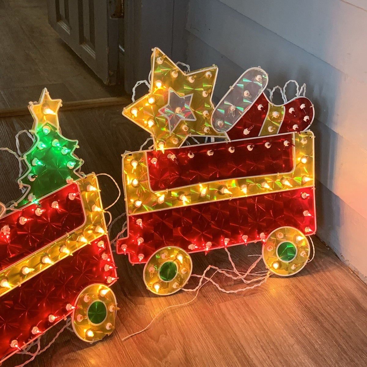 Motion Lighted Christmas Train Yard Christmas Lighted Ornaments