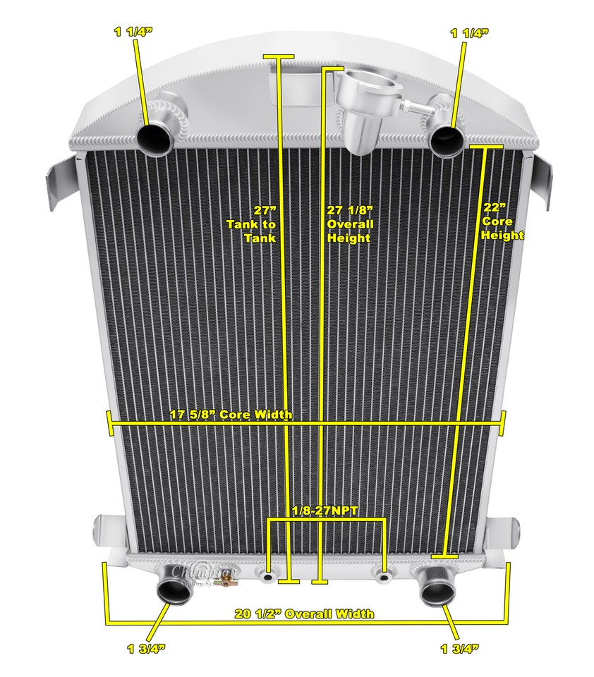 3 Row Eagle Champion Radiator for 1930 1931 Ford Model A Flathead ...