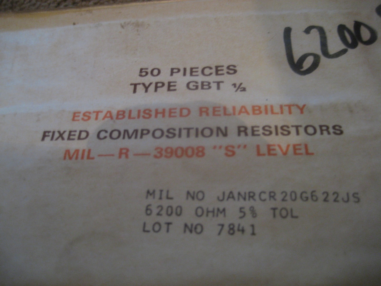 NEW Vintage TRW Resistors Mil Spec. LOT of 100 pn# MIL-R-39008 "S ...