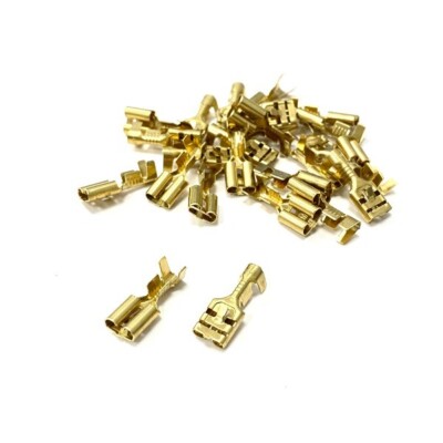 6.3mm Brass Female Spade/Lucar Connectors x 50 Non-Insulated Terminals ...