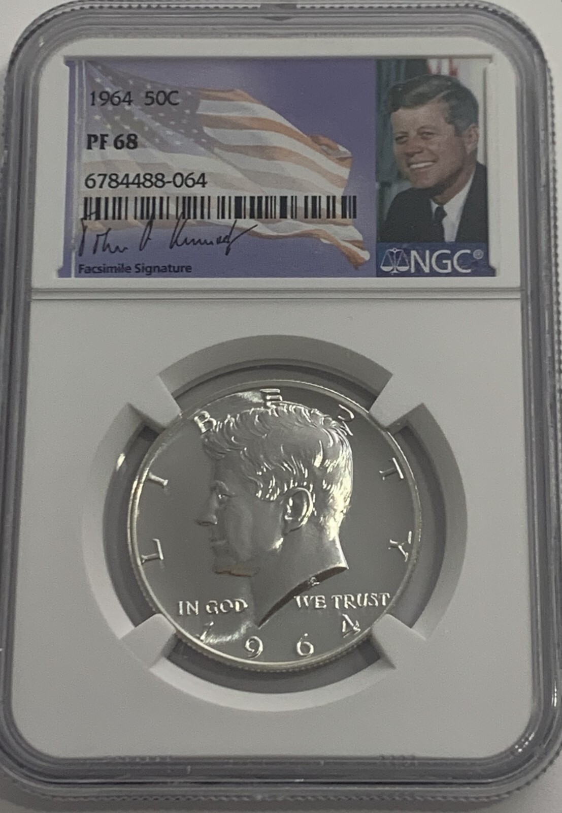 1964 NGC PF68 PROOF SILVER KENNEDY HALF DOLLAR JFK COIN FIRST YEAR OF ...