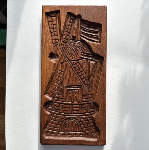 Vintage Dutch Holland Wooden Windmill Cookie Springle Carved Mold Block ...