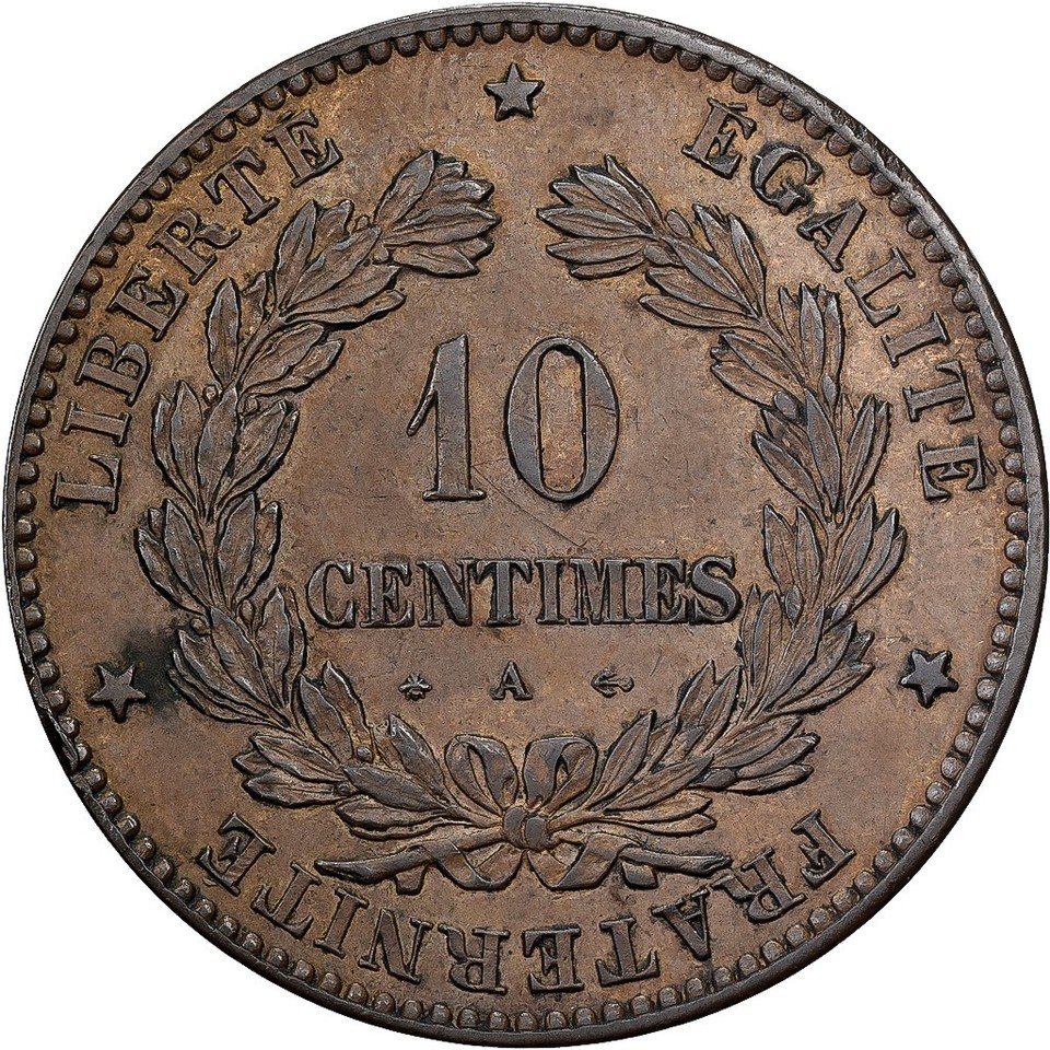 [#1508003] France, 10 Centimes, Cérès, 1872, Paris, Bronze, AU, Gadoury ...
