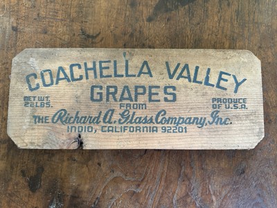 Vtg Fruit Crate California COACHELLA Grapes Label on Rustic Wood Art ...