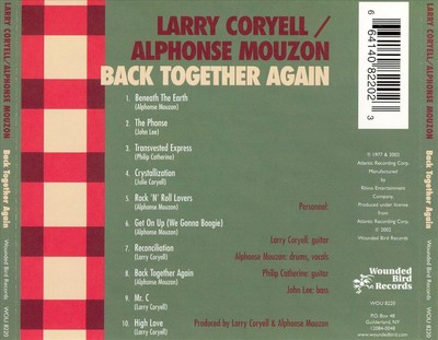 LARRY CORYELL/ALPHONSE MOUZON - BACK TOGETHER AGAIN NEW CD 664140822023 ...