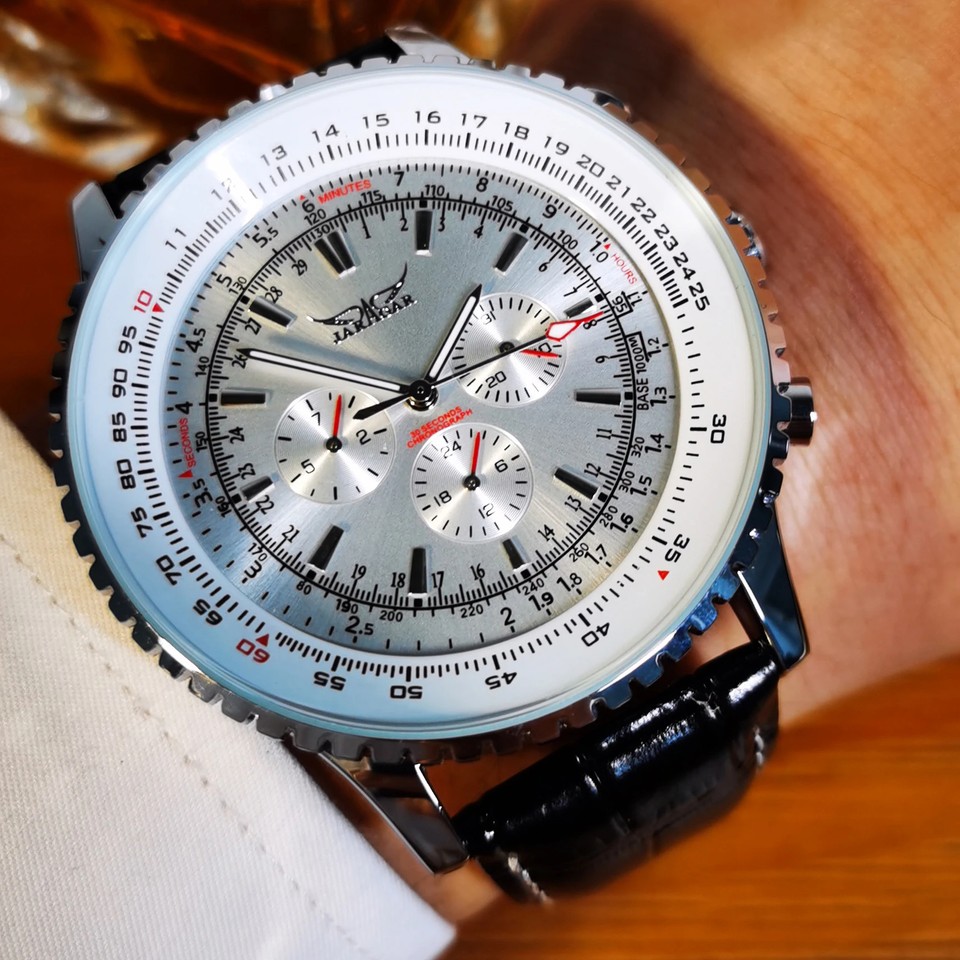 JARAGAR Pilot Automatic Watch for Men Military Multifunction Sub-Dials ...