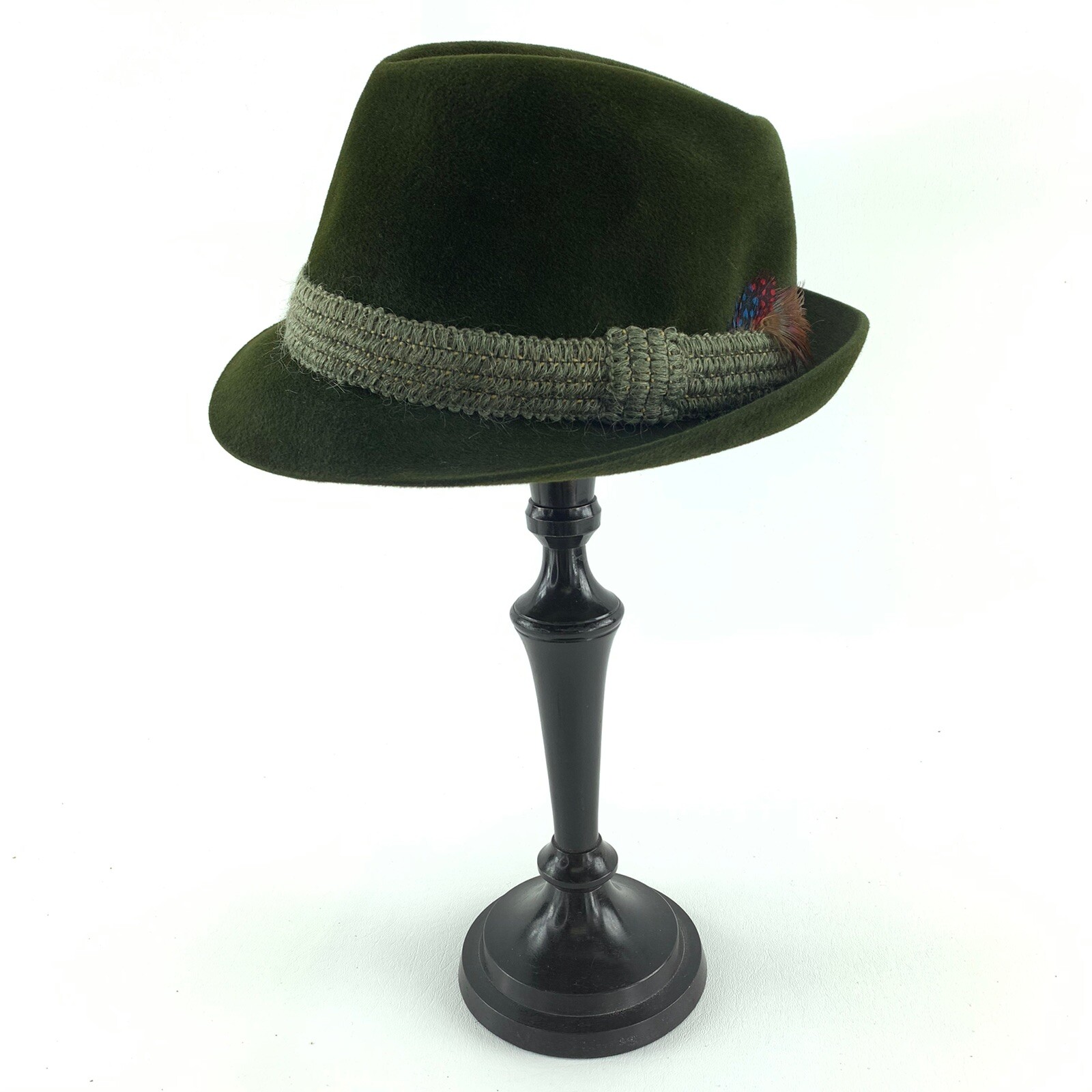White of New Haven Hat Walker Dark Green Fedora Velou… - Gem