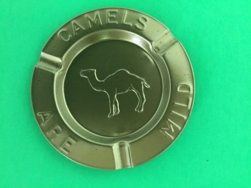 VINTAGE CAMEL TIN ASHTRAY ADVERTISTING RARE NEW NOS GOLD RED STAMPED ...