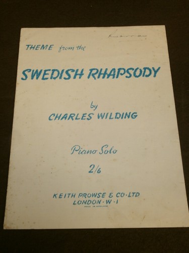 ORIGINAL SHEET MUSIC - THEME FROM THE SWEDISH RHAPSODY | eBay