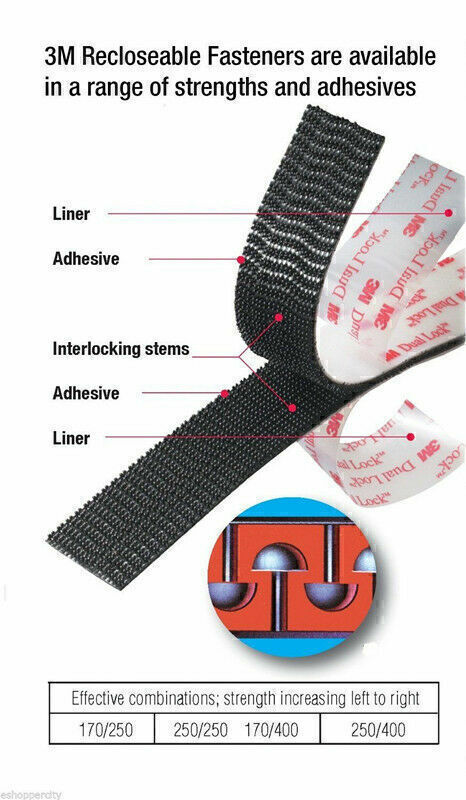 1M Long 1" W x39.4"Dual Lock SJ3550 Type 250 VHB Reclosable Fastener ...