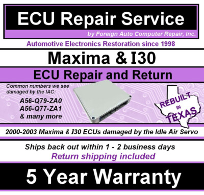 2000 - 2003 Nissan Maxima & I30 ECU ECM Repair, A56 Q79 ZA0, A56 Q80 ...