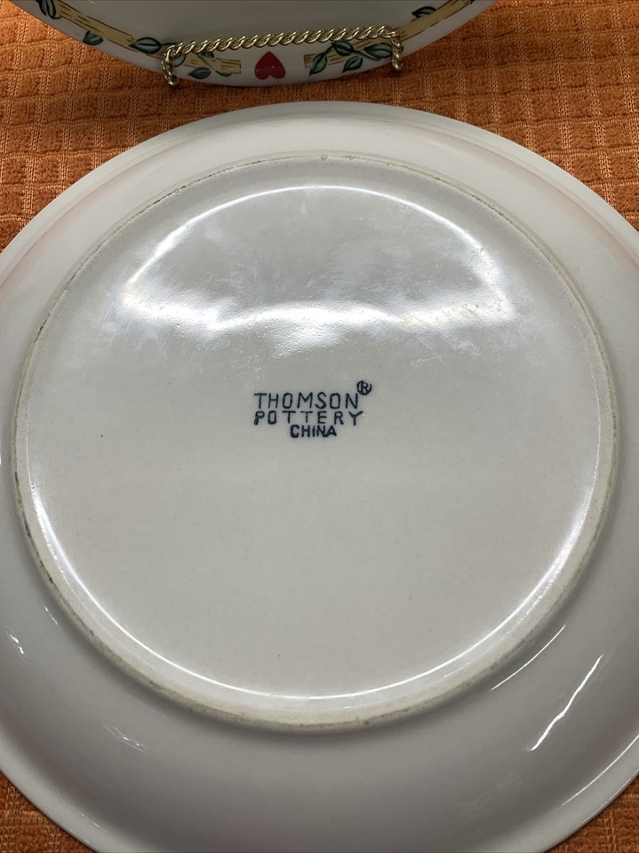 Vintage Thomson Pottery Birdhouse Set of 2 Dinner Plates Birds Garden ...