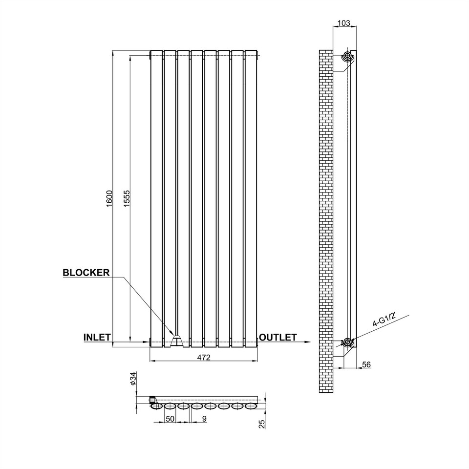Vertical Horizontal Central Heating Radiator Traditional Oval Column ...