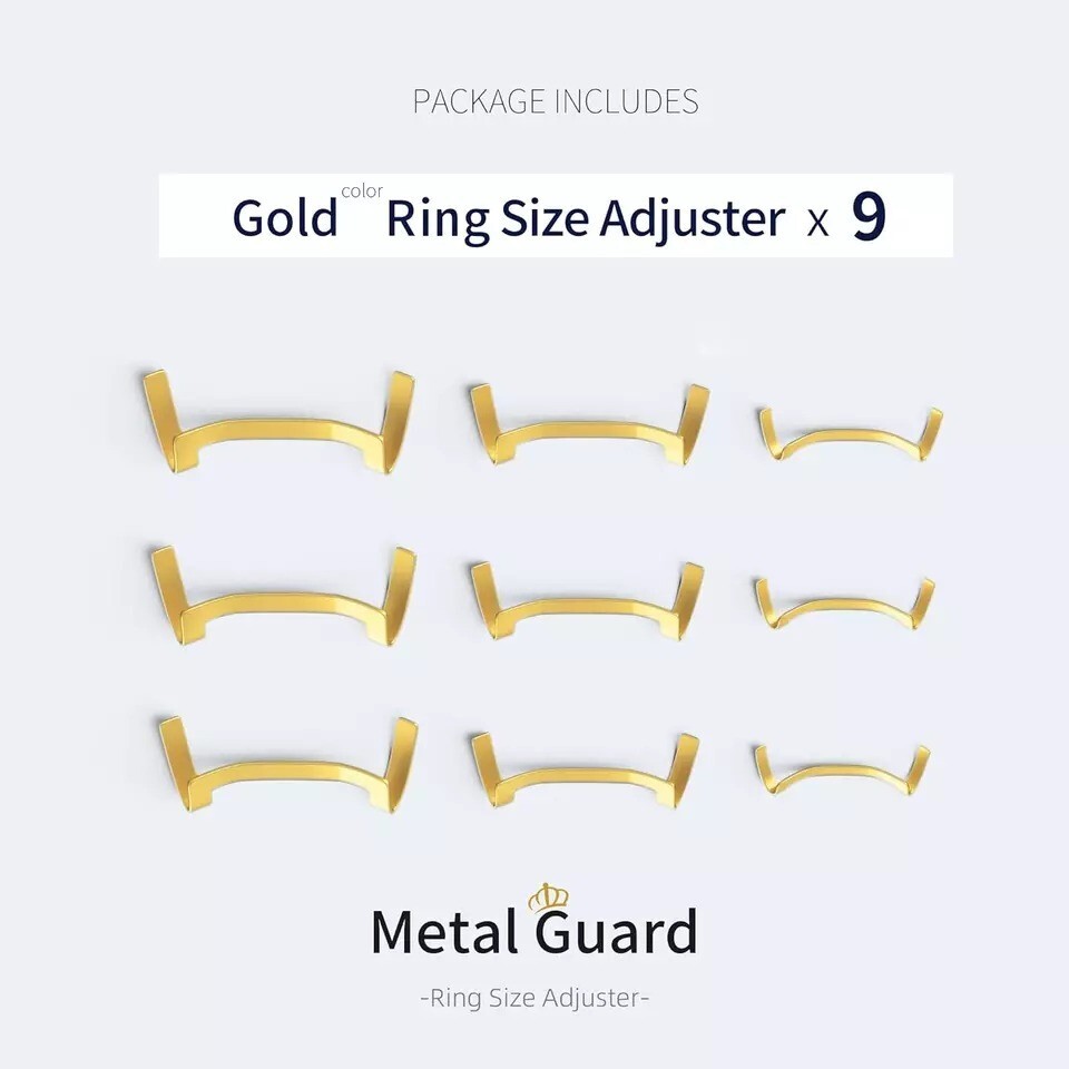 9 Pack Filled Gold Metal Ring Guard,Invisible Ring Size Adjuster Set ...