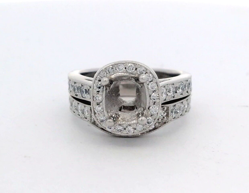 Platinum 1.0ct Diamond 7x5.5mm Oval Radiant Cushion Semi-Mount Engagmnt ...