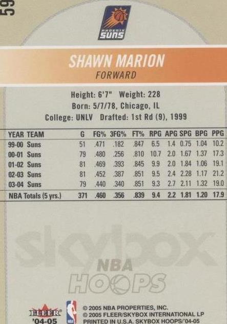 2004-05 NBA Hoops - Shawn Marion #59 for sale | eBay