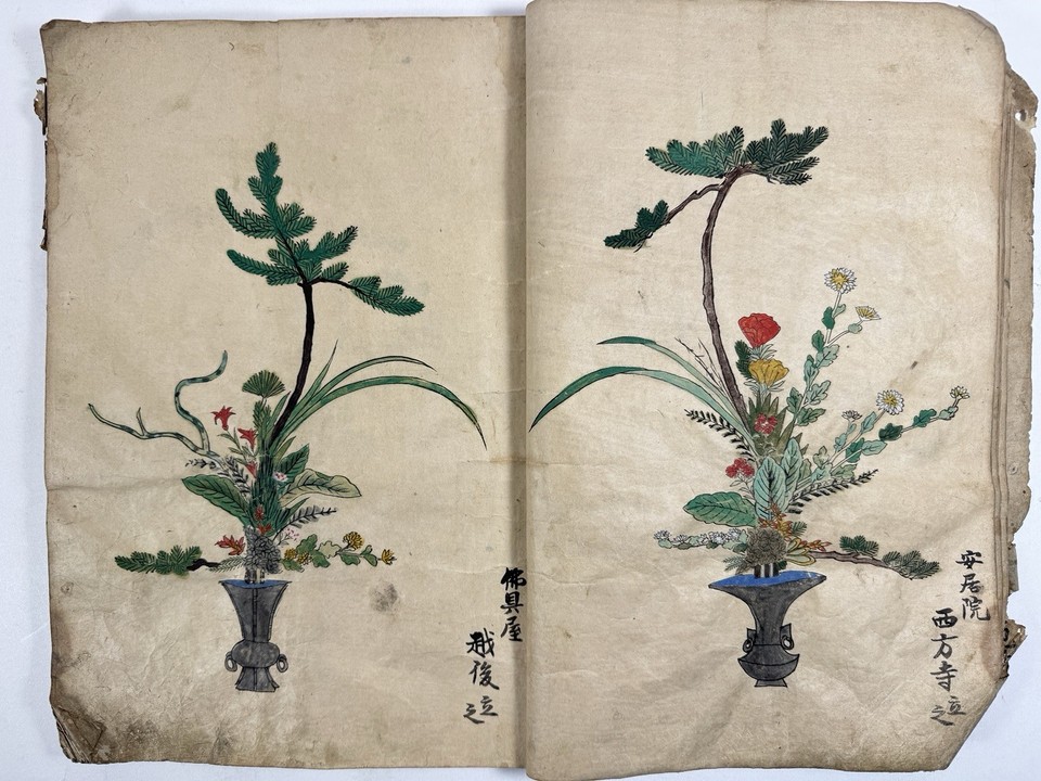 Japanese Drawing Book “Rikka-sunamonozu” Traditional Japanese flower ...