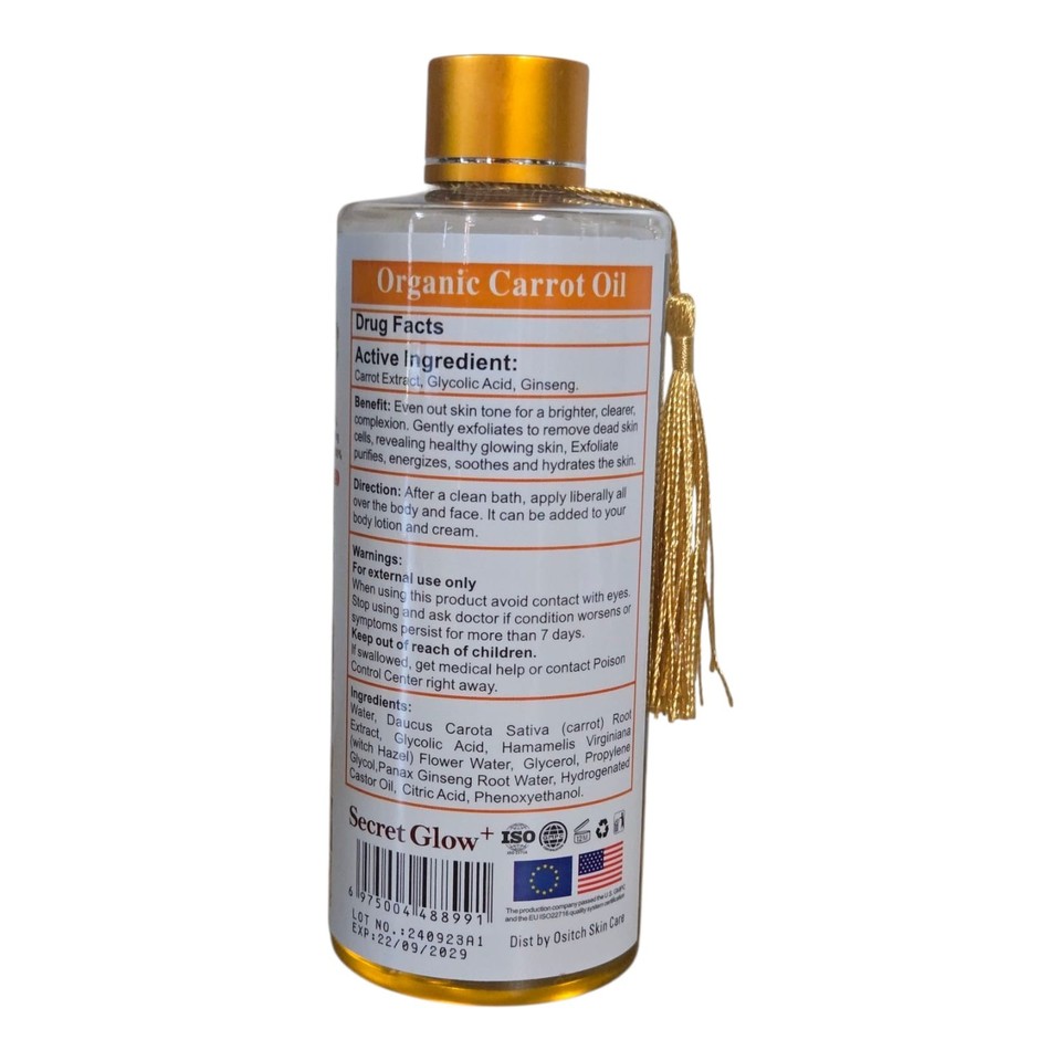 Secret Glow Organic Carrot Tonic Brightening Body Repair Oil 300ml | eBay