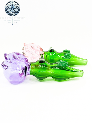 5” 2x Premium Glass Handpipe Smoking Rose Sculpture Style | eBay