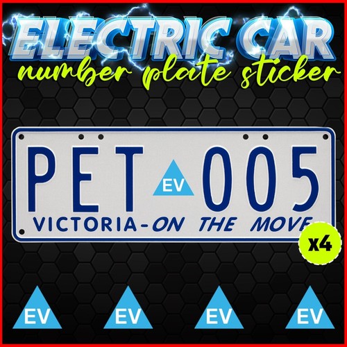 EV ELECTRIC VEHICLE NUMBER PLATE STICKER DECAL X4 GARAGE WORKSHOP CAR ...