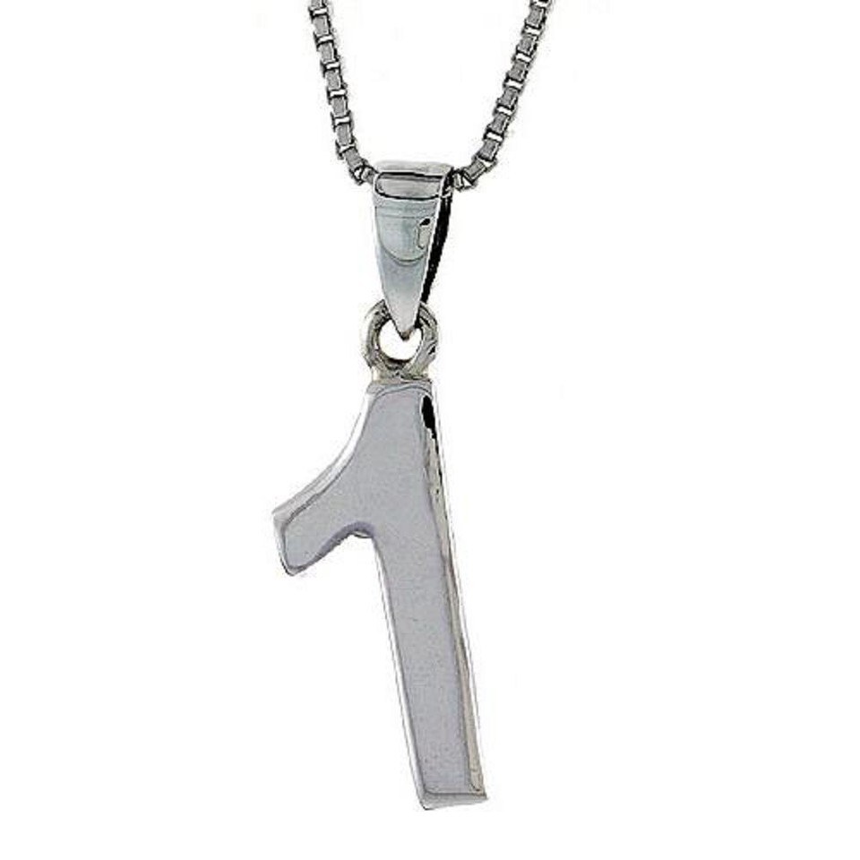 Sterling Silver Any One Number Pendant from 0 to 24 w/ 18" Italian Box ...