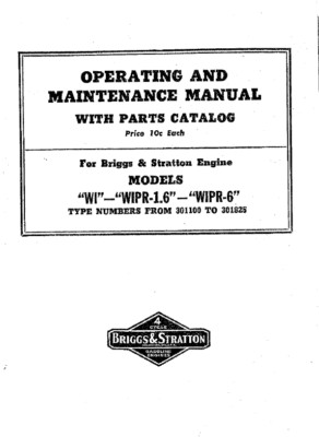Fits Briggs & Stratton Models WI Operating & Maintenance Manual Book | eBay