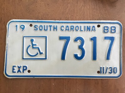 1988 South Carolina Handicap License Plate Tag Disabled handicapped | eBay
