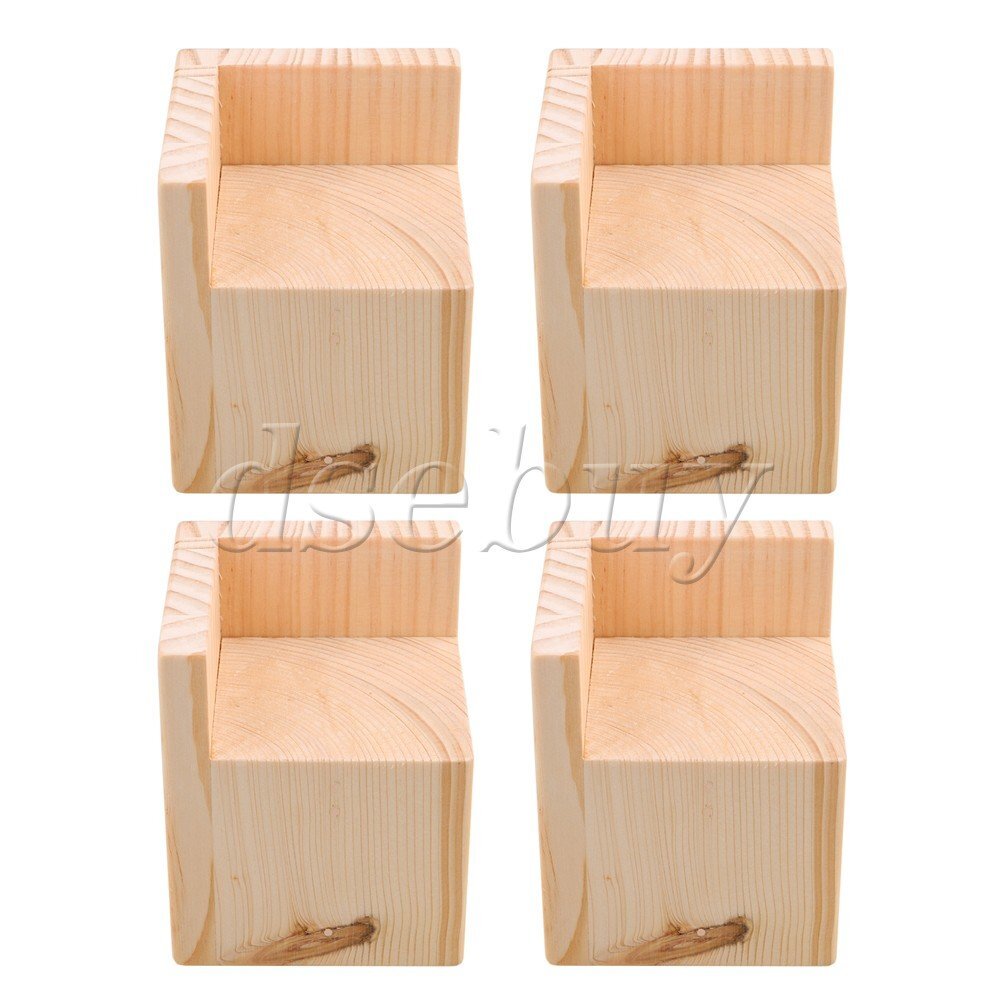 4PC 7x7CM Slot L-shaped Wood Furniture Lifter Bed Sofa Table Leg Riser ...