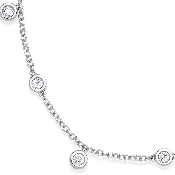 0.33ct Rub Over Set Diamond Chain White Gold | eBay