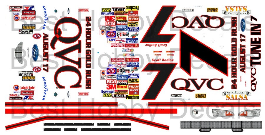 #7 Geoff Bodine QVC 1997 Thunderbird Nascar 1/64th Scale Waterslide ...