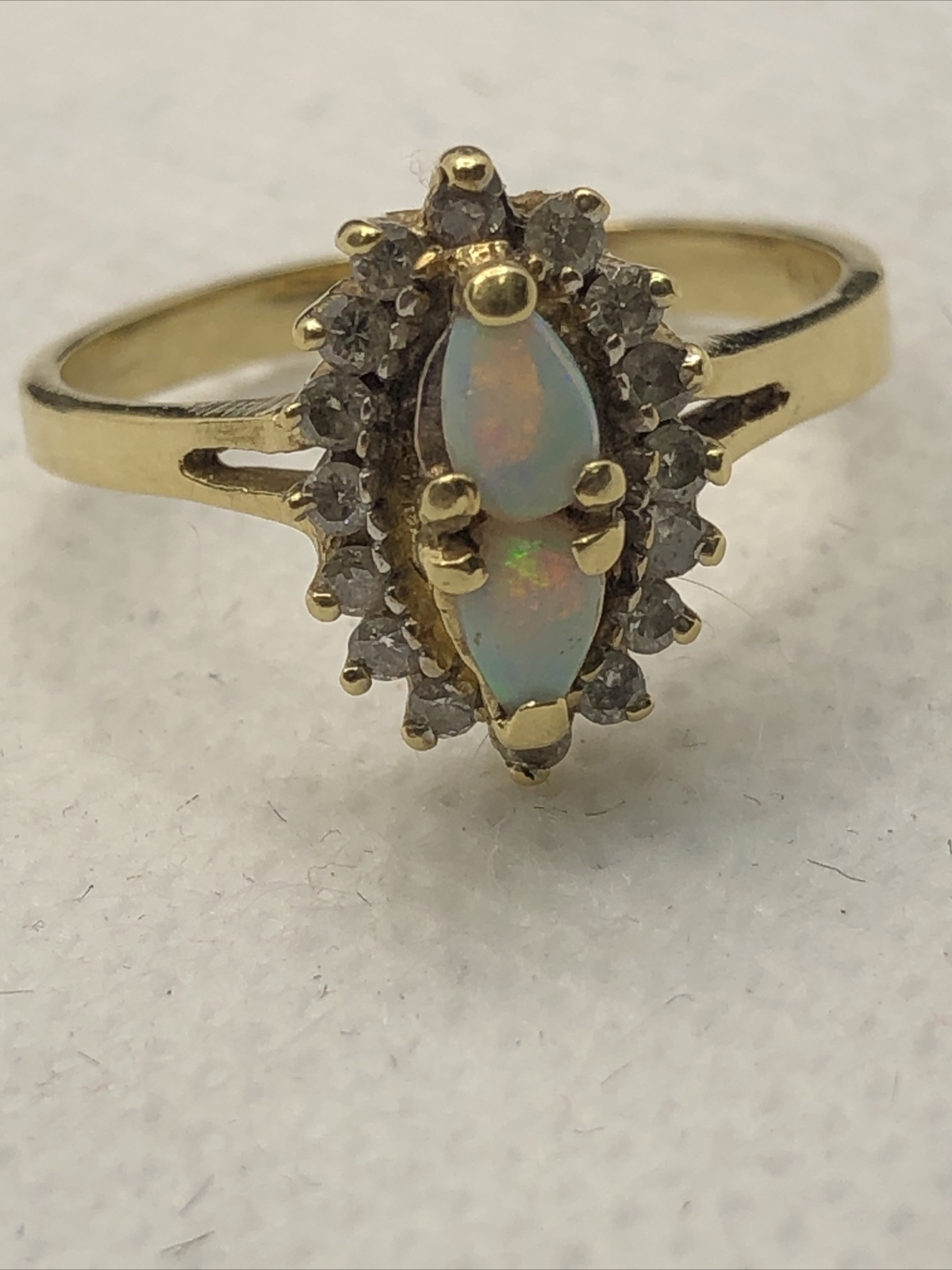 Beautiful 14K Yellow Gold Natural Opal 0.28CTW with Diamond Accents 0 ...