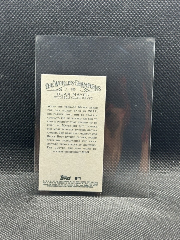 2023 Topps Allen & Ginter Bear Mayer #205 Mini Bruce Bolt Founder | eBay